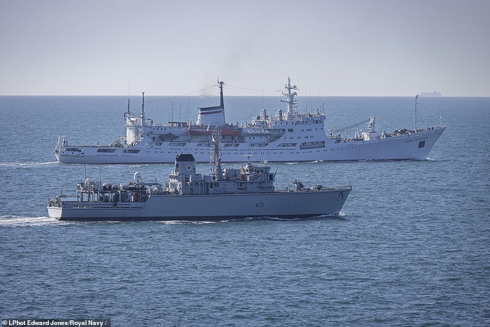 Royal Navy shadows three Russian 'spy' ships through English Channel