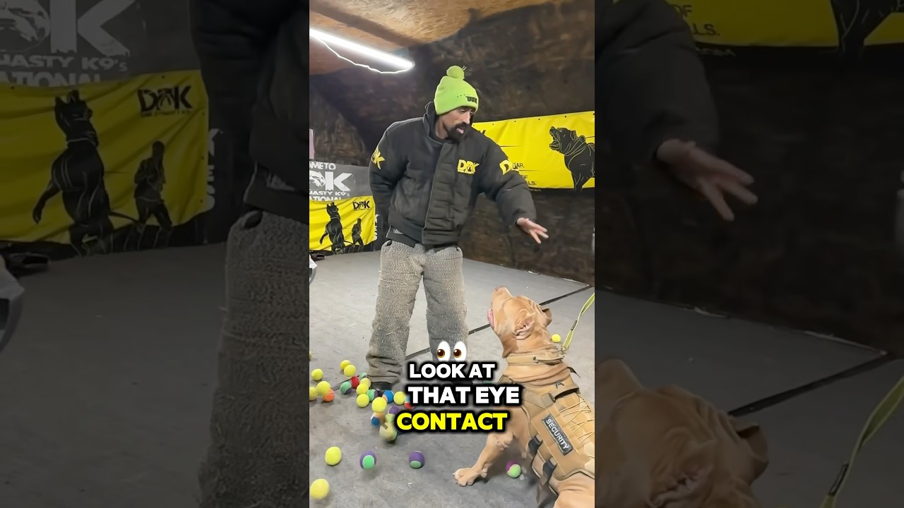 Dog shows impressive eye contact during training session