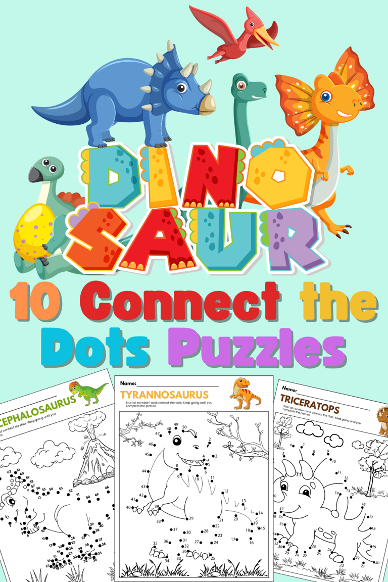 10 Printable Dinosaur Connect The Dots Puzzles