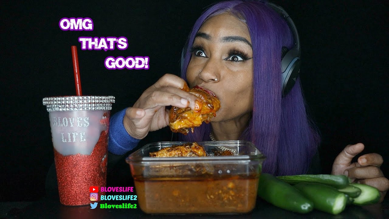 ASMR: Eating a Rotisserie Chicken with Cucumbers and Peppers (Smacking ...