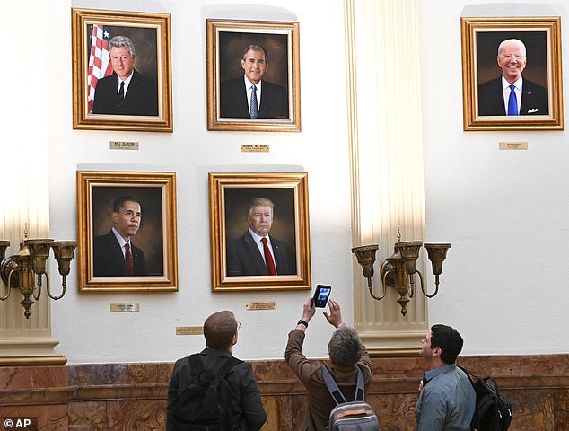 The other presidential portraits reveal how artist 'distorted' Trump