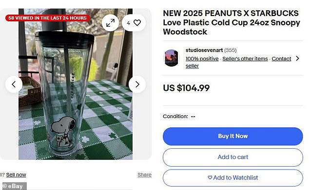 Starbucks reveals new Snoopy cups reselling for over $100 online