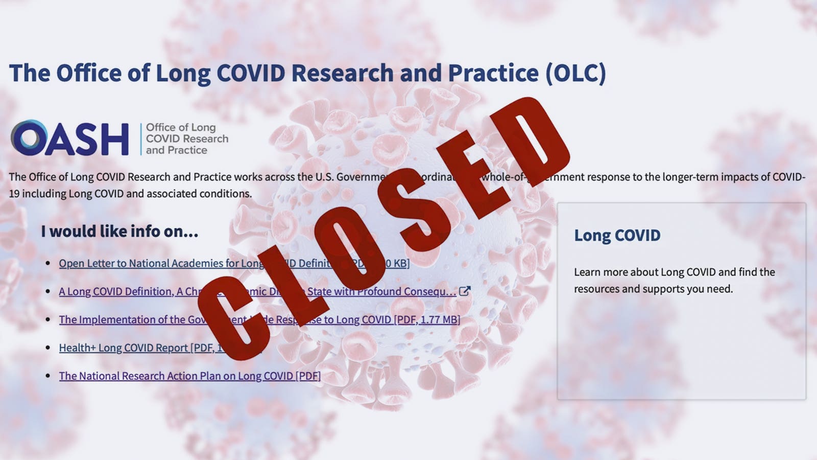 HHS Closing Long COVID Office