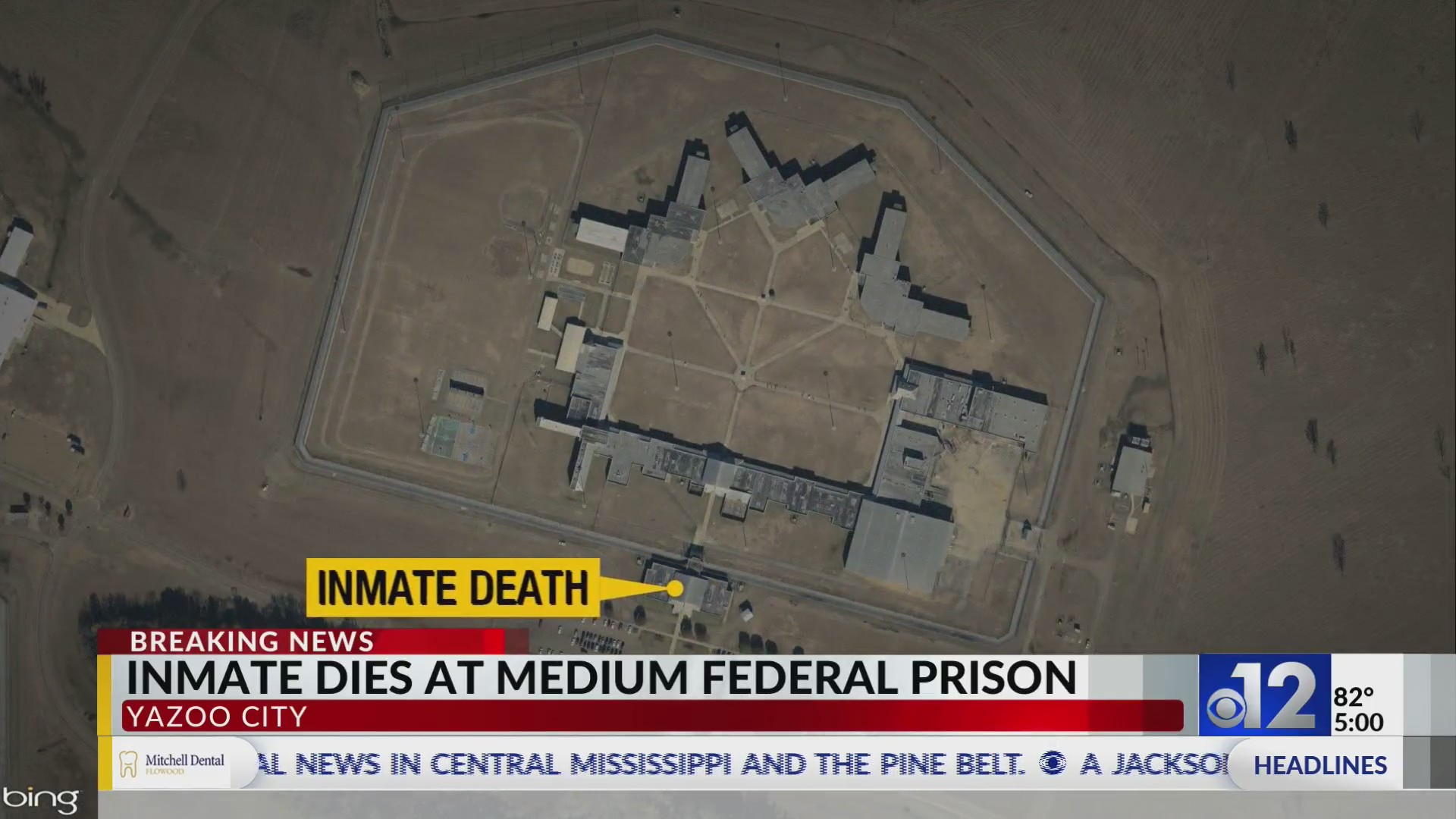 Inmate dies after being found unresponsive at federal prison in Mississippi