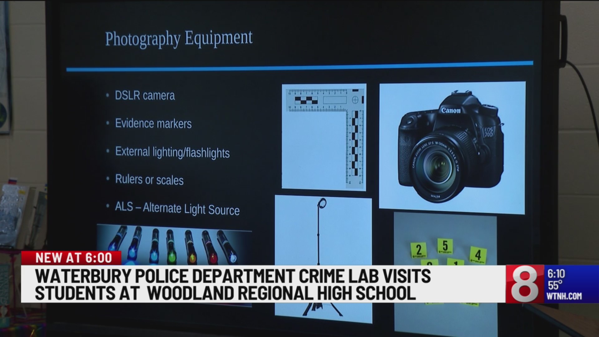 Forensic science students get lesson from crime techs with Waterbury police