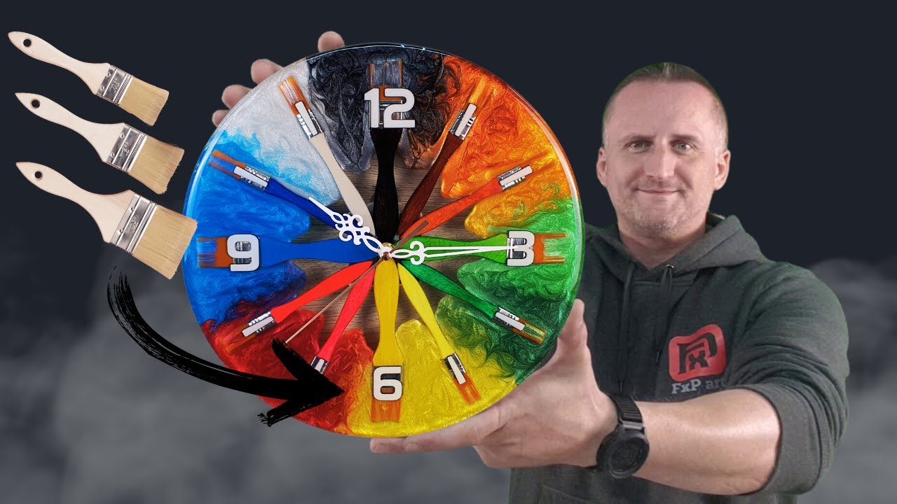 How to Make a Clock with New Paint Brushes and Epoxy Resin | DIY ...