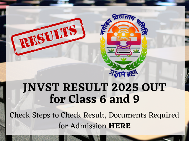 JNV Result 2025: Jawahar Navodaya Vidyalaya (JNVST) Class 6th,9th Admission Result Out at ...
