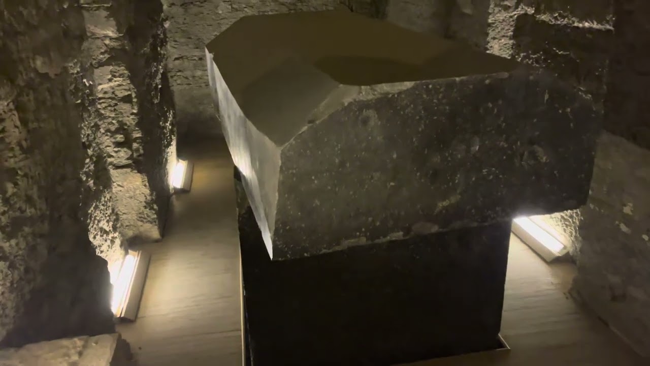 Massive ancient stone boxes in the Serapeum in Egypt