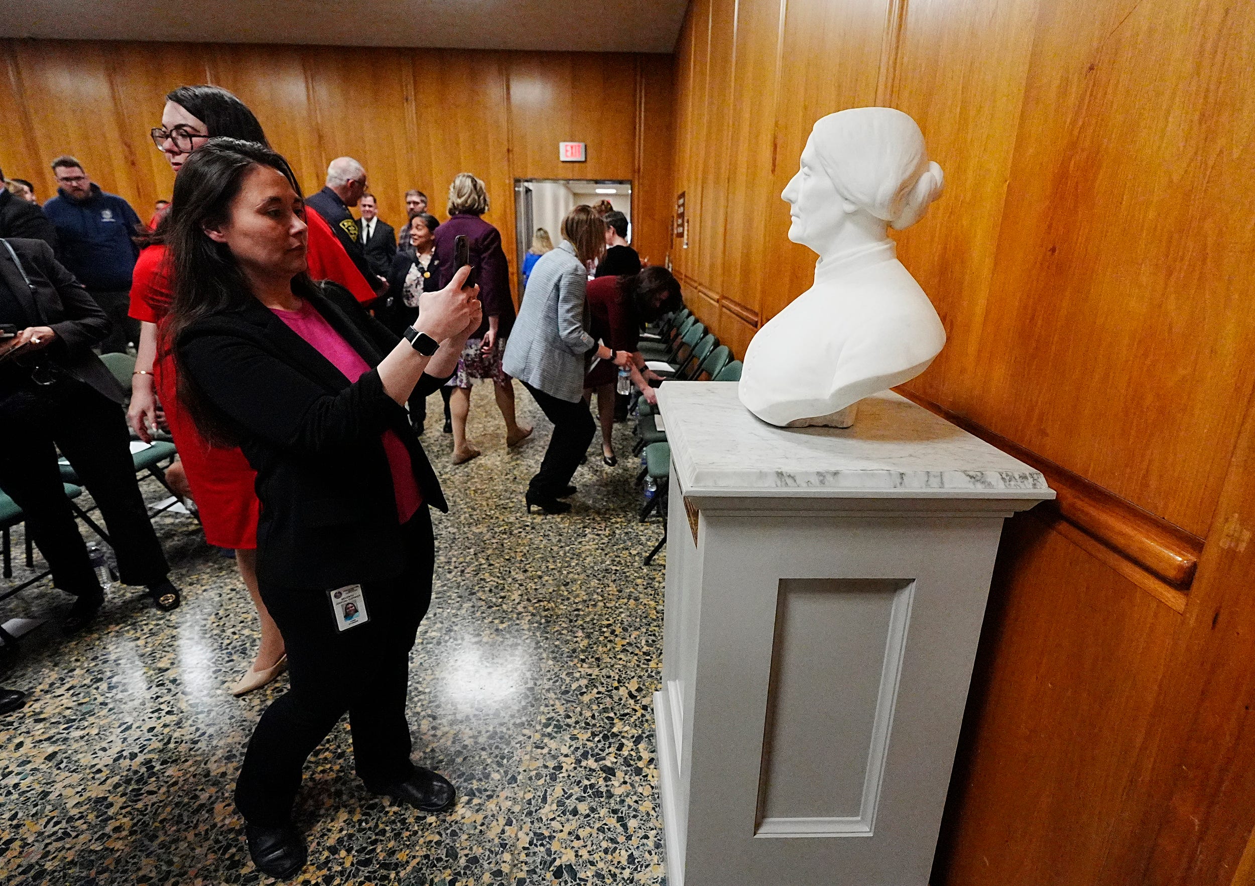 Hall of Justice unveils Susan B. Anthony sculpture and courtroom