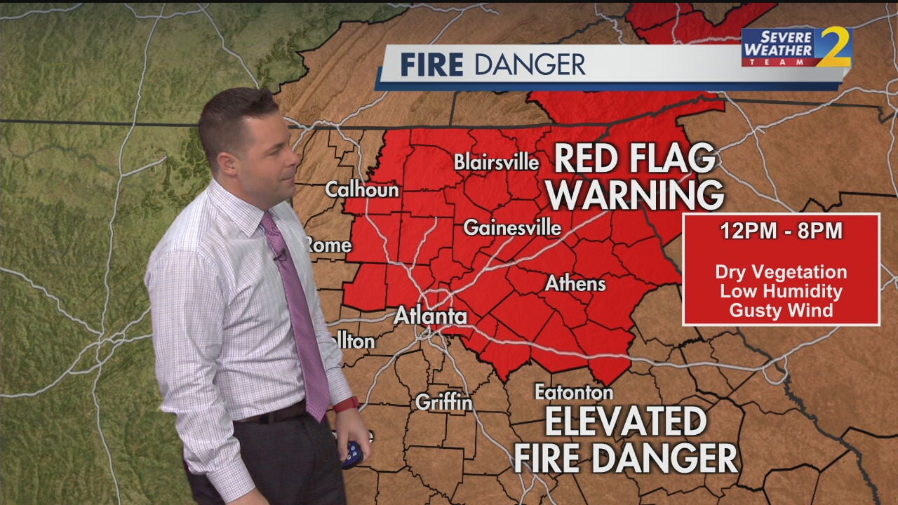 Fire danger: Red flag warning extends into parts of metro Atlanta