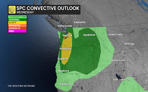 Thunderstorm risk rises Wednesday amid spring warm-up across B.C.