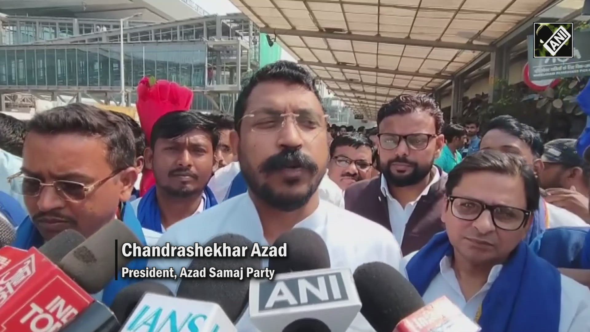 Azad Samaj Party Chief Chandrashekhar Azad arrives in Patna to attend ...