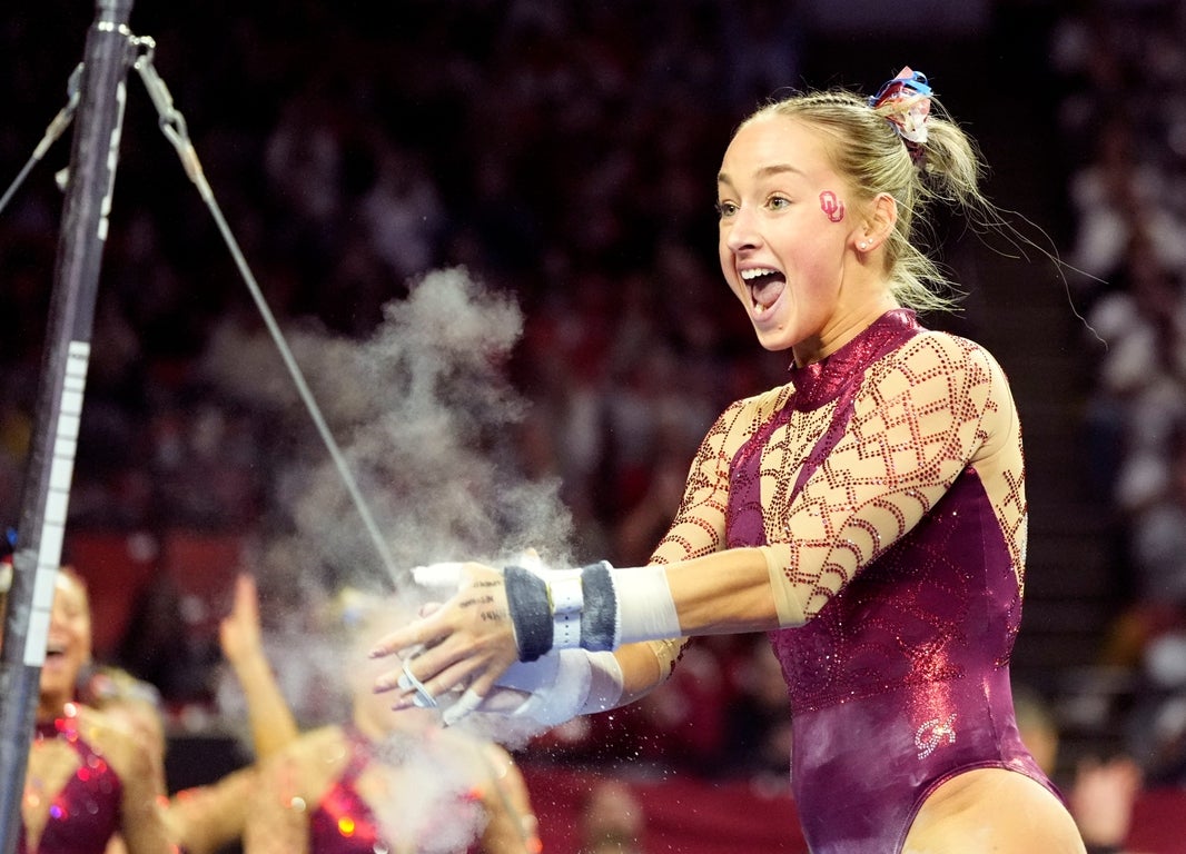 Top-performing Oklahoma gymnast Audrey Davis, in captivating photos