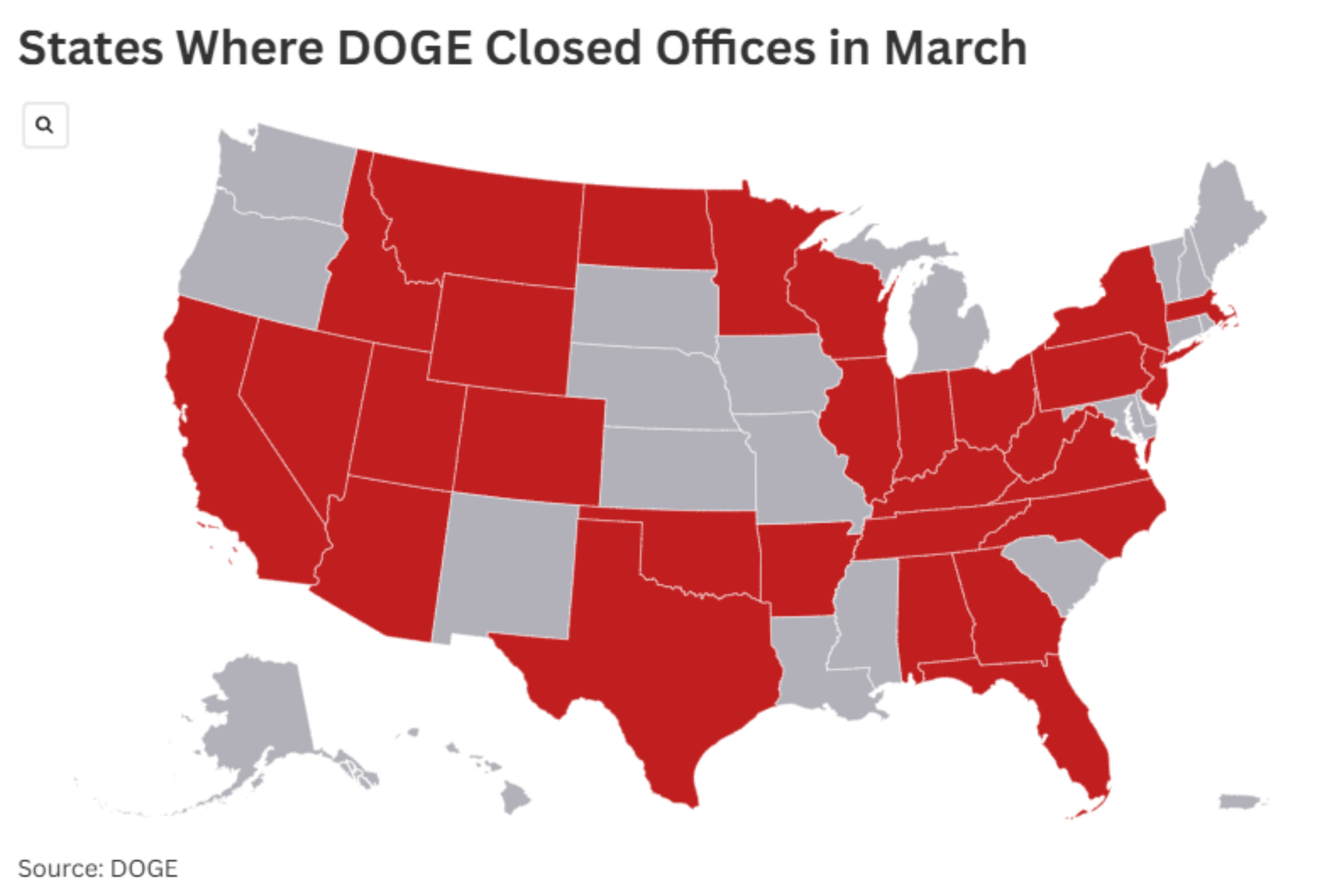 Map Shows DOGE Office Closures in March