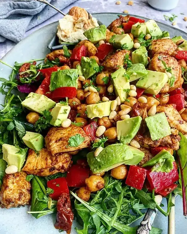This Flavorful Chickpea and Chicken Salad with Avocado and Sun-Dried ...