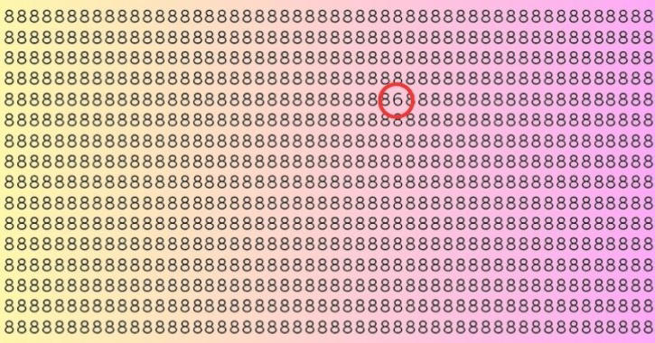 Optical Illusion: Find the number 6 camouflaged among 8s – only ...