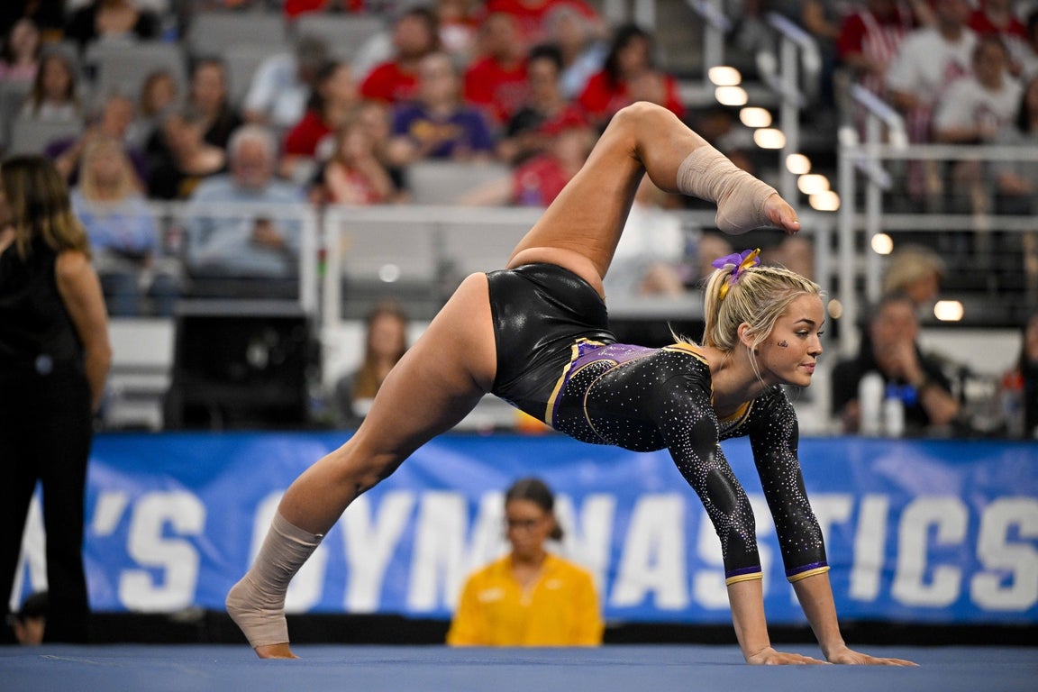 Acrobatic photos of Livvy Dunne and the LSU gymnastics team