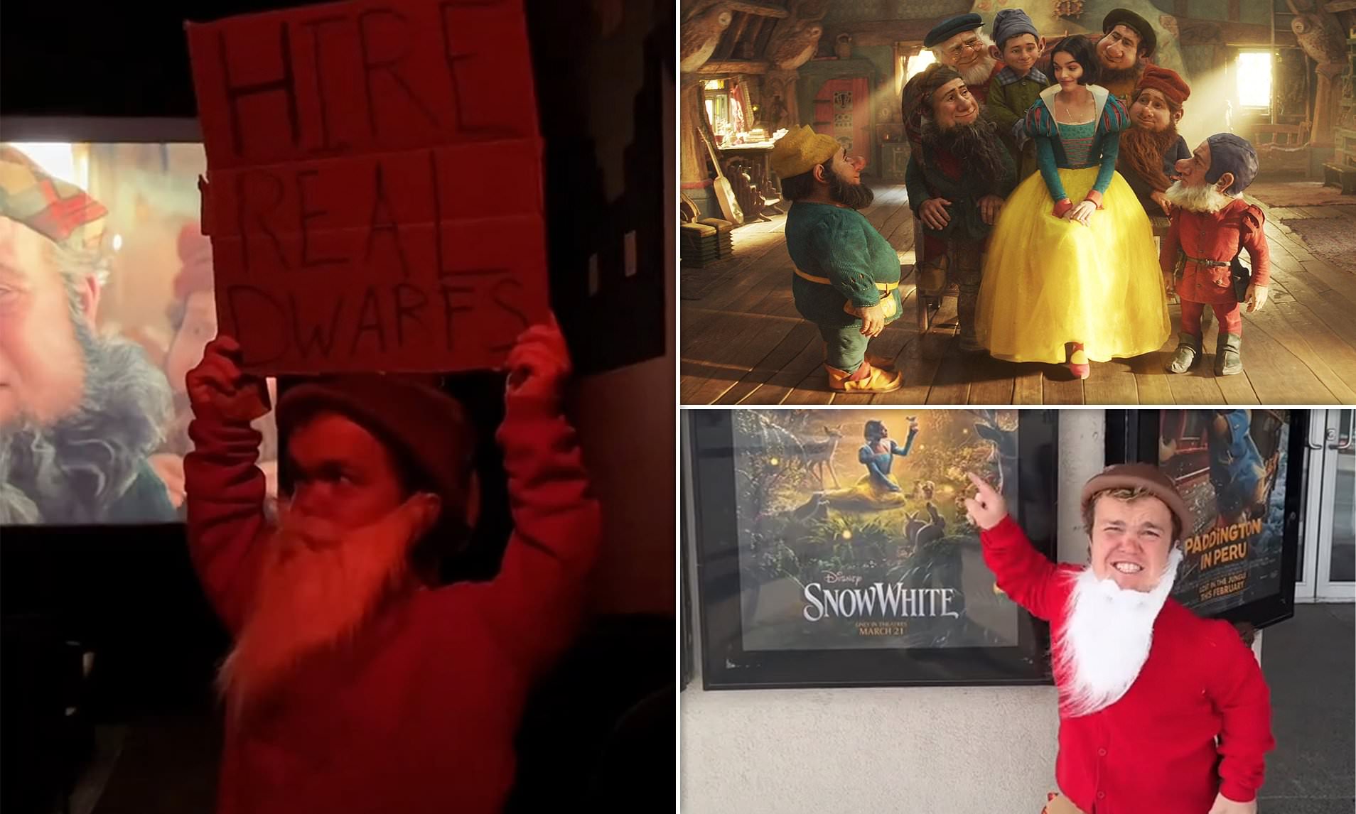 Dwarf actor protests outside Disney's woke Snow White remake