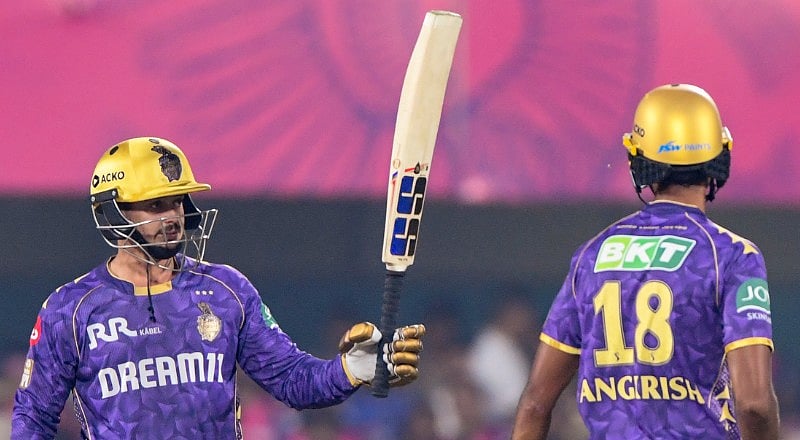 De Kock’s sparkling 97 guides KKR to dominant eight-wicket win over RR