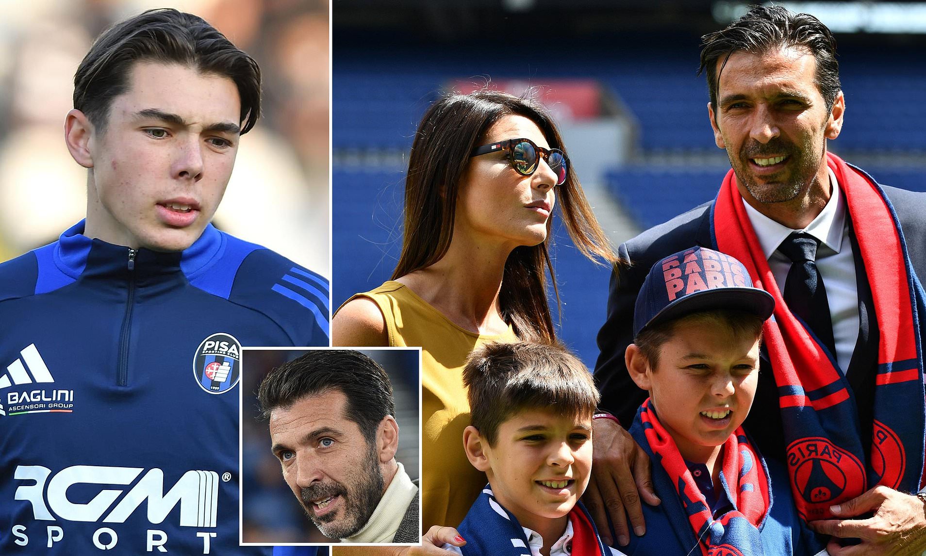Legendary goalkeeper Gianluigi Buffon watches his son score his first ...