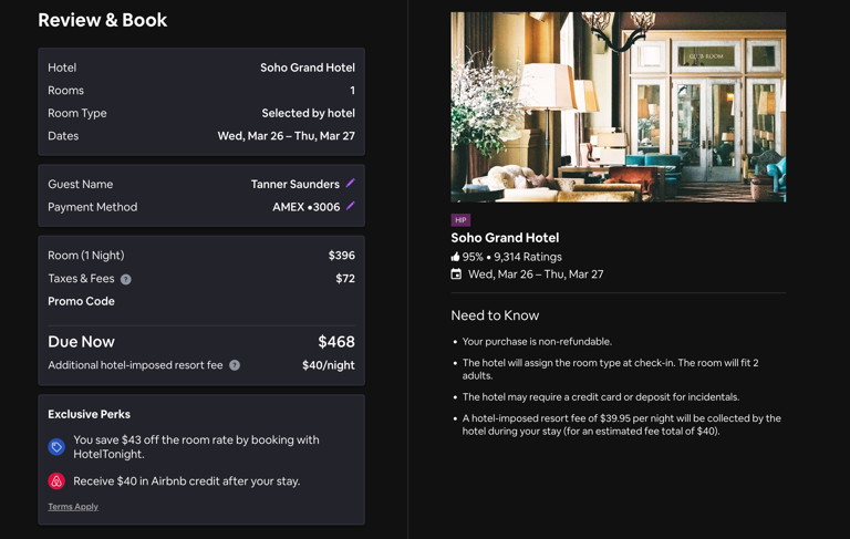 HotelTonight just launched a new perk: 10% back in Airbnb credits