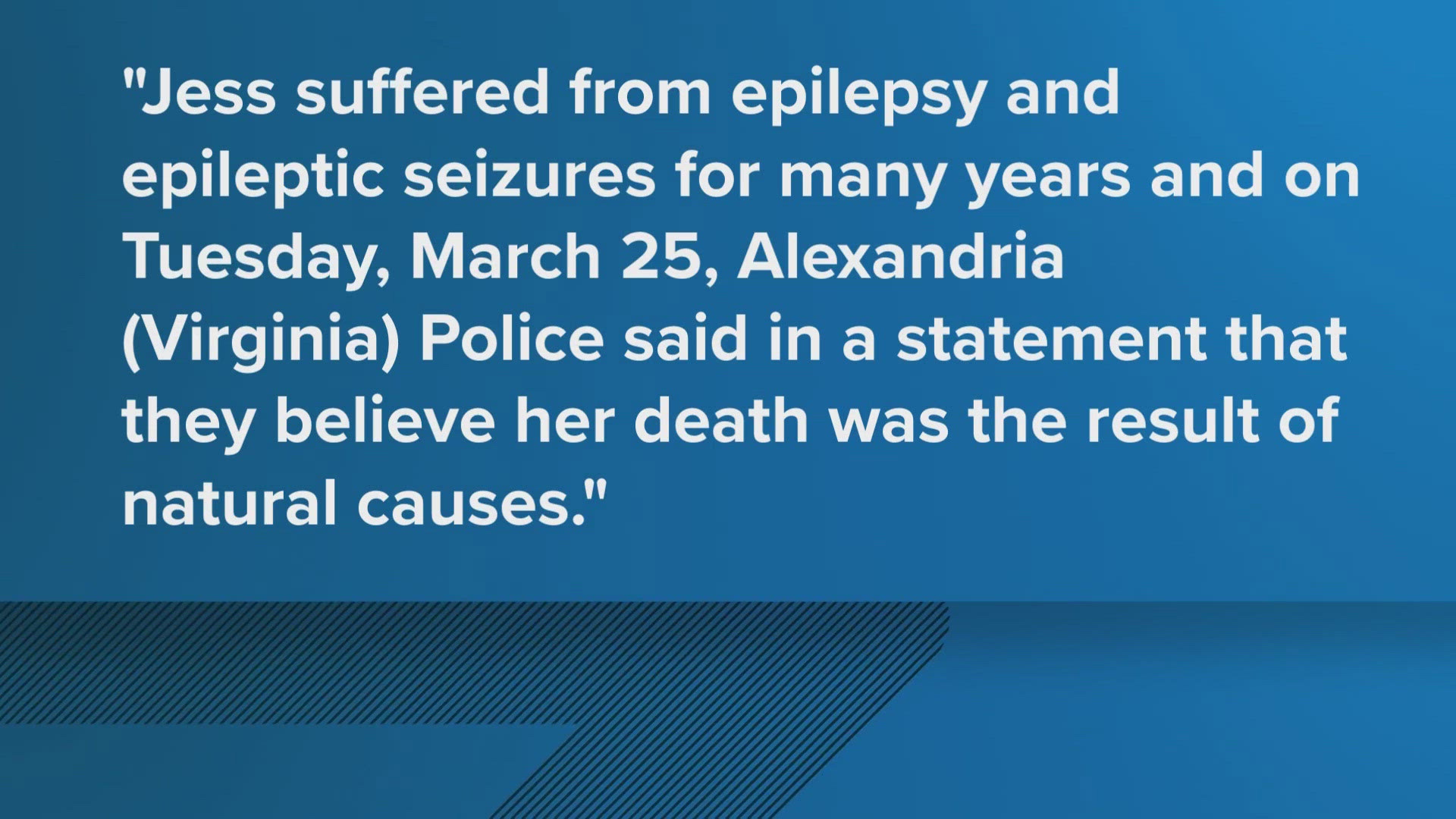 Jessica Aber's family releases statement following her death