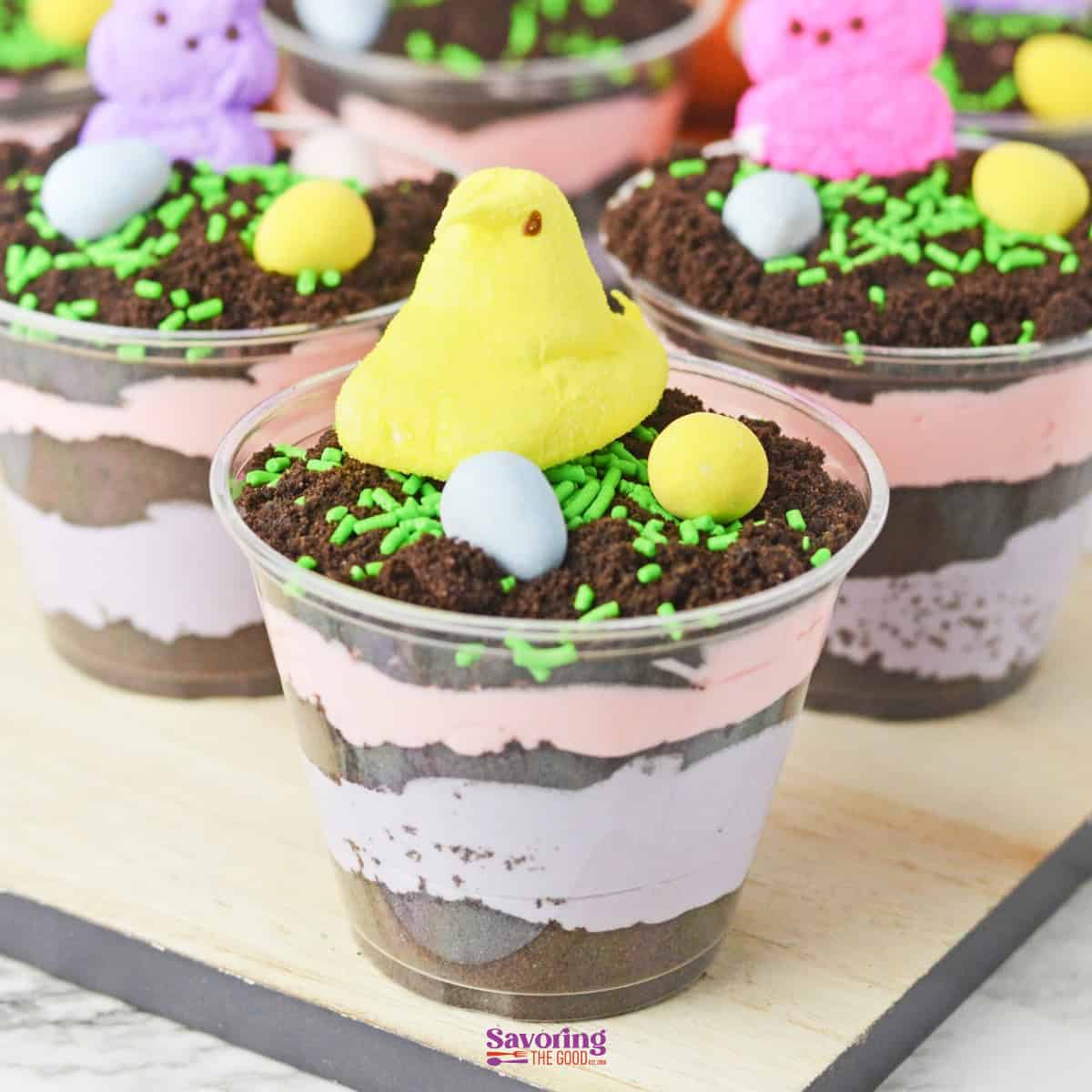 Oreo Dirt Cups with Pudding & Peeps