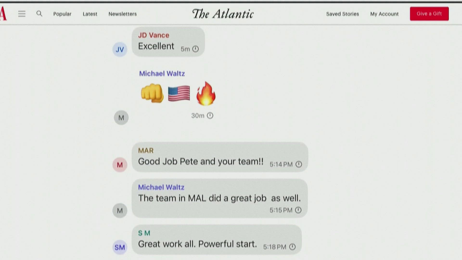 The Atlantic releases details from Signal group chat