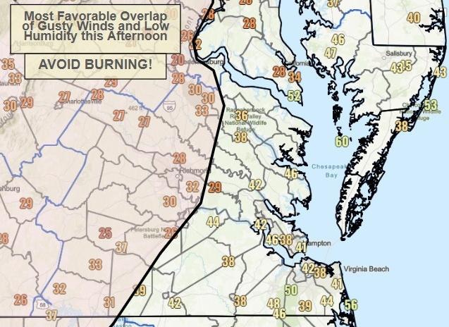 Officials warn of high wildfire risk throughout many Virginia localities