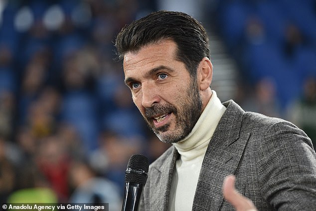 Legendary goalkeeper Gianluigi Buffon watches his son score his first ...