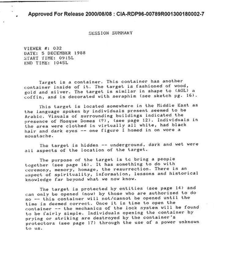 CIA confirmed Ark of the Covenant’s existence using remote viewing, resurfaced declassified docs ...