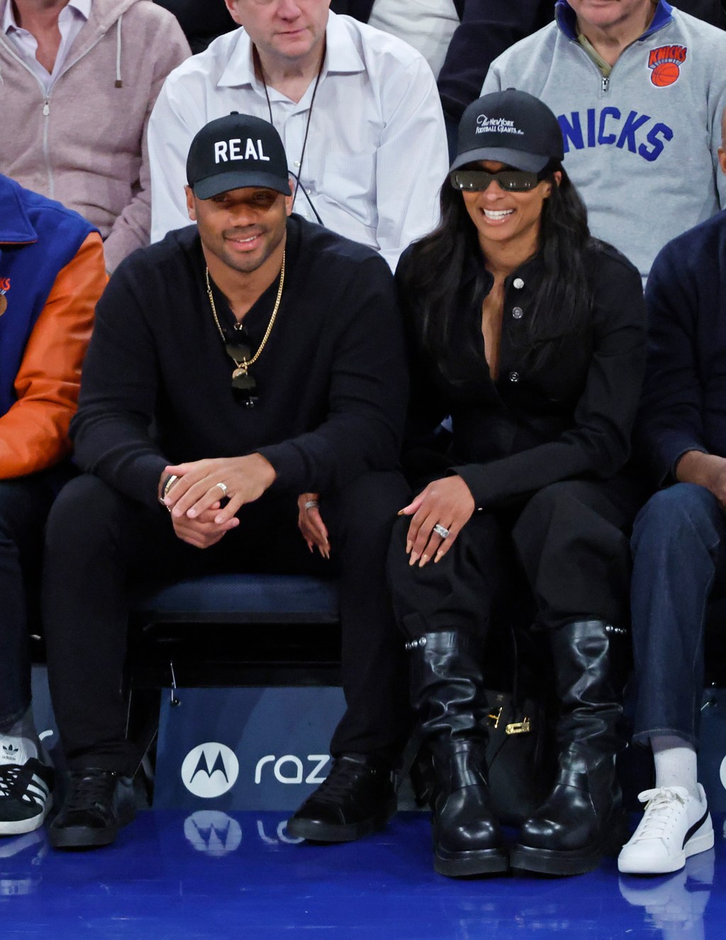 Russell Wilson, Ciara take in Knicks game along celebrity row next to ...
