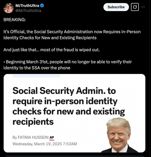 Many Social Security recipients will have to confirm identity in person ...