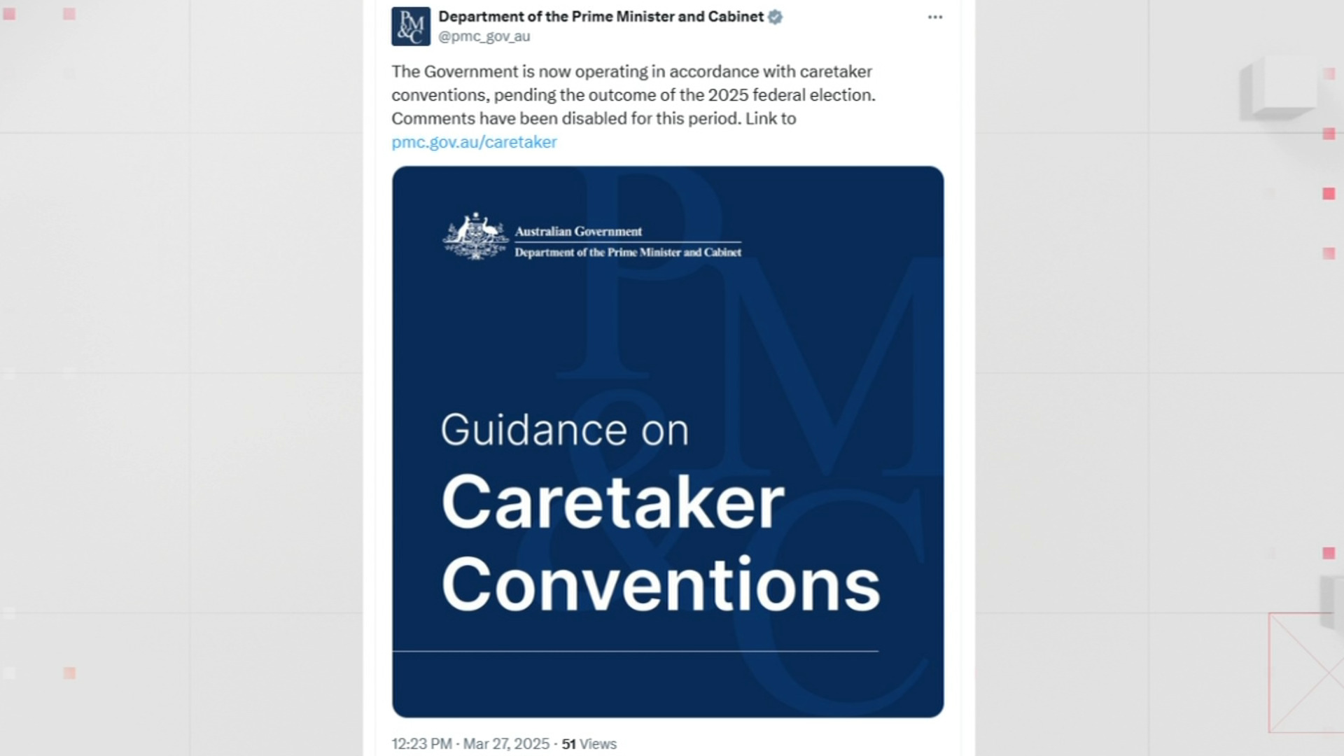 DPMC ‘accidentally’ tweets government is in ‘caretaker mode’