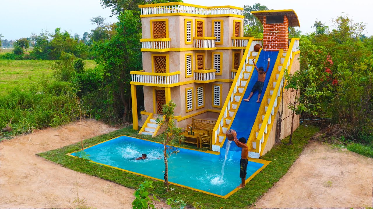 Creating a Stunning Modern Water Slide and Underground Pool Park