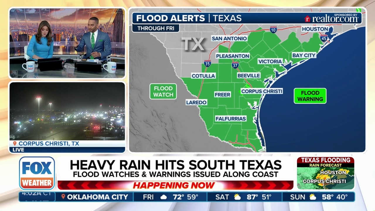 Hevy rain hits South Texas as flood alerts issued along coast