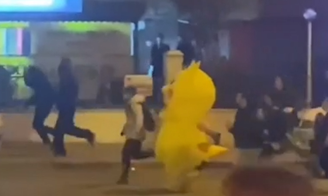 Bizarre Moment A Person Dressed As Pikachu Flees Police During Turkey ...
