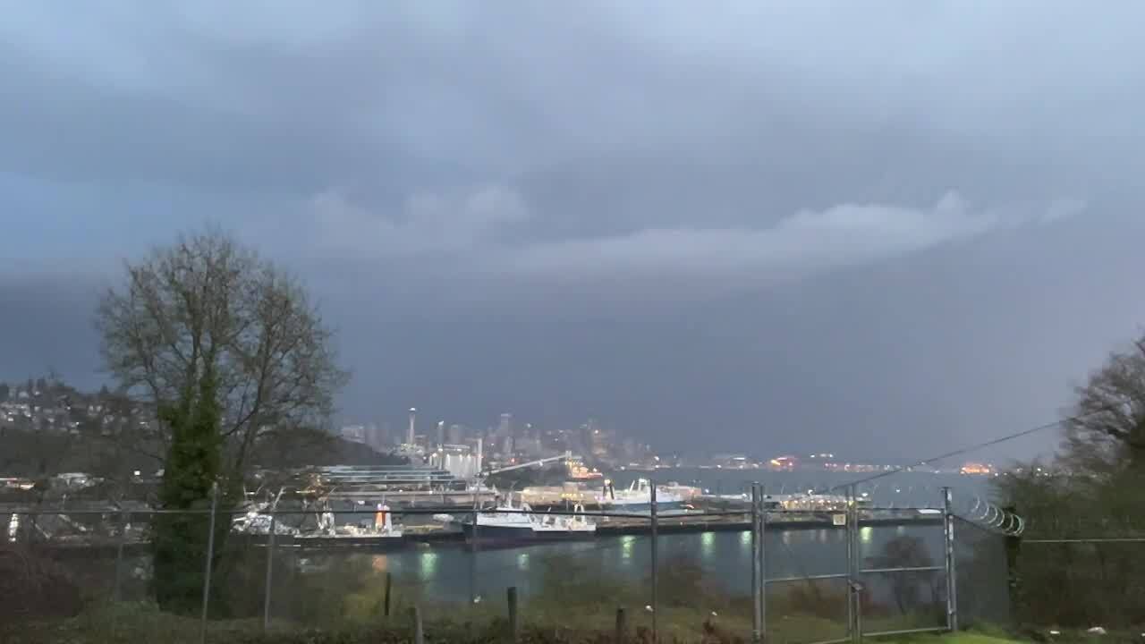 Video shows lightning storm over Seattle skyline
