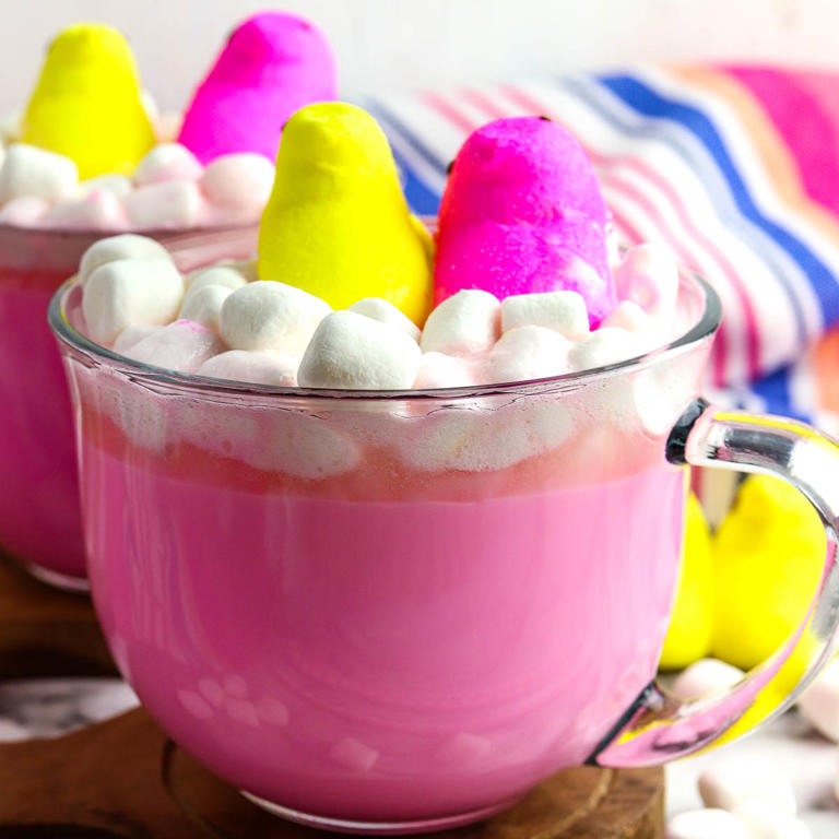 Slow Cooker Peeps Hot Chocolate is a Whimsical Spring Treat