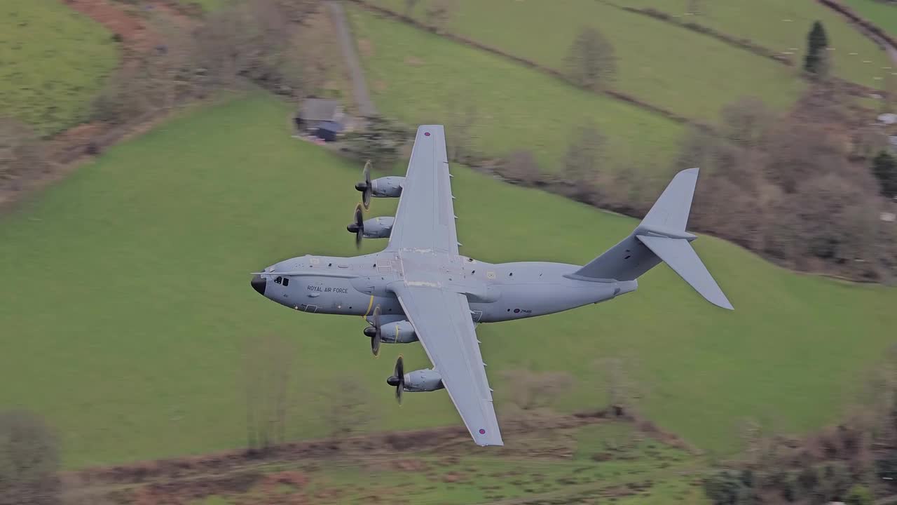Low flying RAF and USAF aircraft in the Mach Loop area of Wales UK