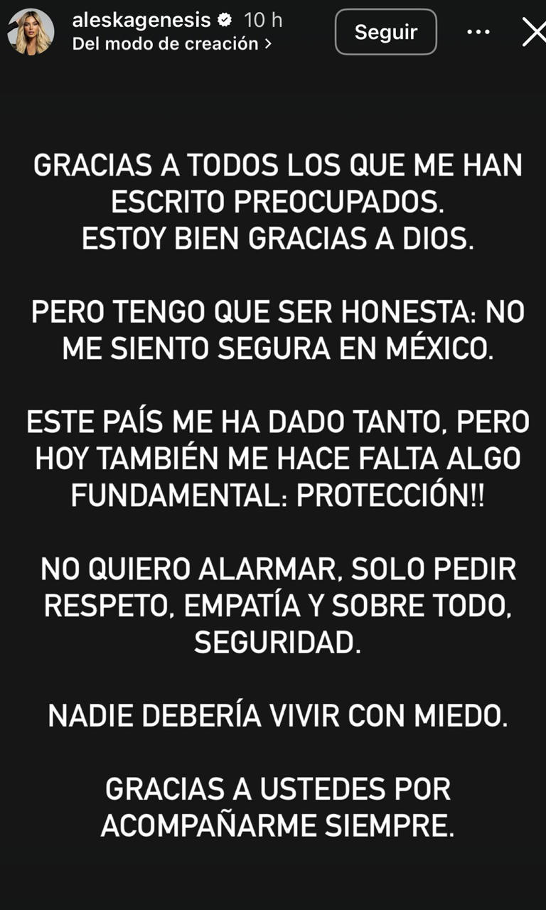 Aleska Génesis lanza contundente mensaje tras rumores de un atentado en su contra: 'No me siento ...