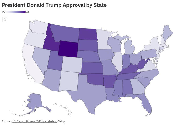Map Shows Donald Trump's Approval Rating in Each State 2 Months Into Term