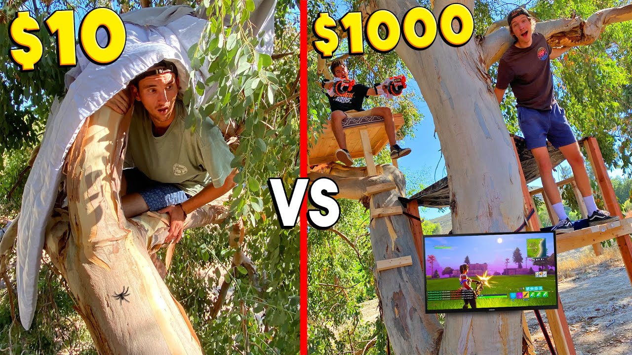$10 VS $1000 TREE HOUSE! -BUDGET CHALLENGE