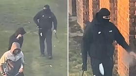 WATCH: Hooded Gang Wielding Axe & Machete Attacks Man In East London Park; Caught On CCTV