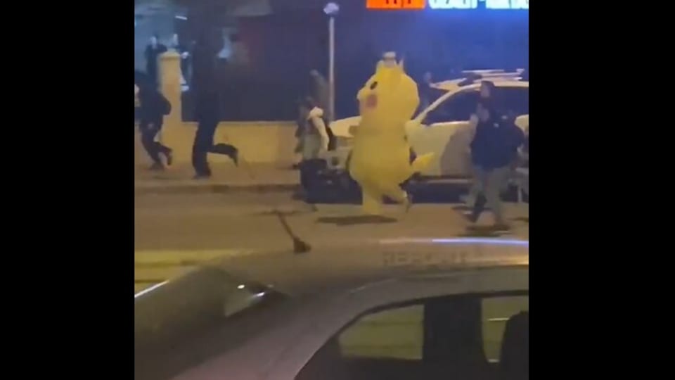 Viral video: Catch a Pikachu! Pokemon seen fleeing protests against ...