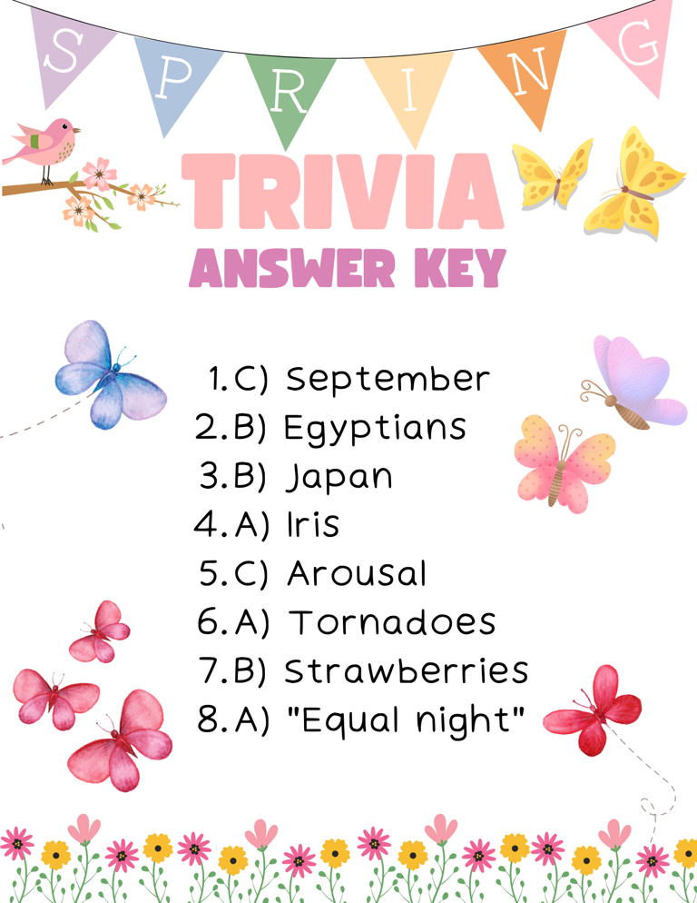 Free printable spring trivia game