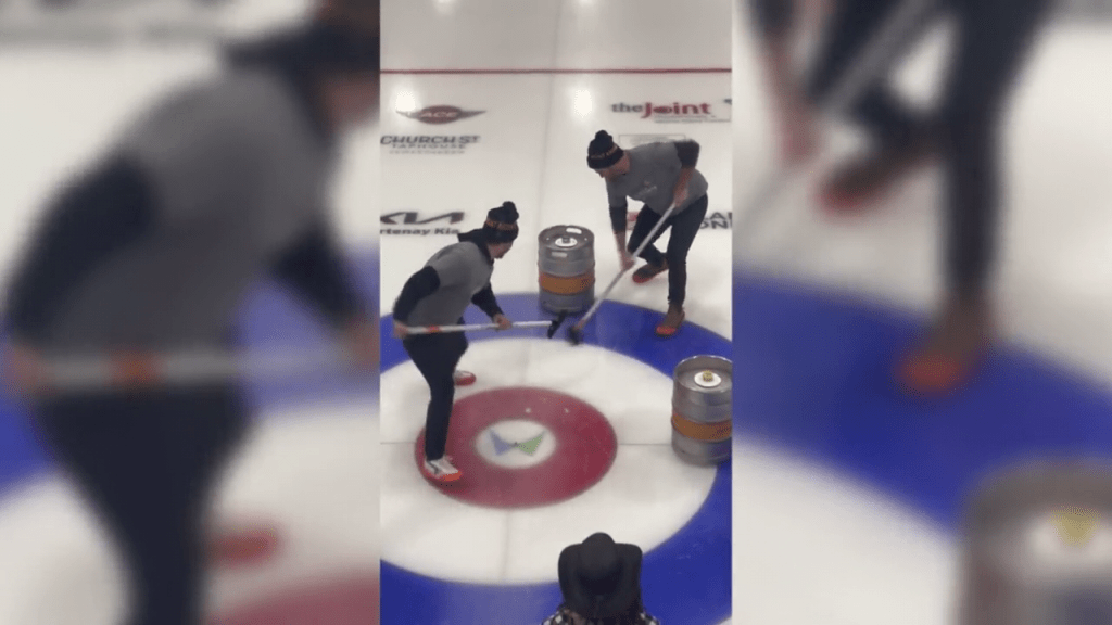 ‘Pure Canadiana’: B.C. beer keg curling event goes viral