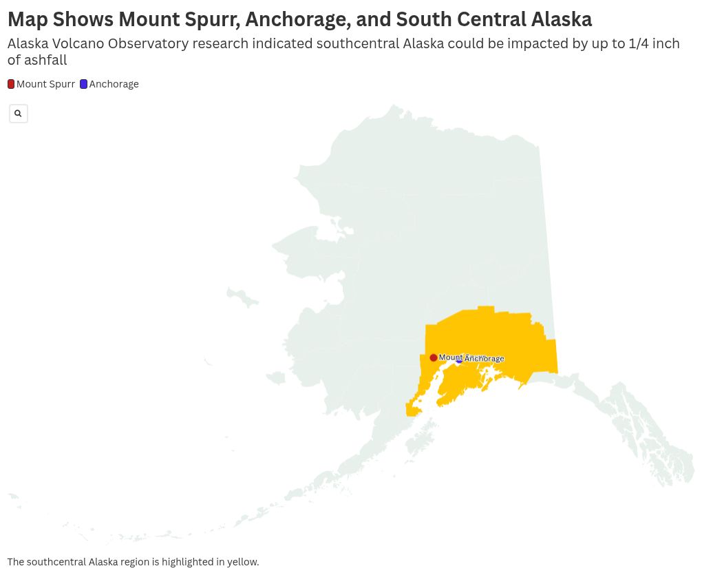 Alaska Map Shows Areas at Risk From Possible Mount Spurr Eruption