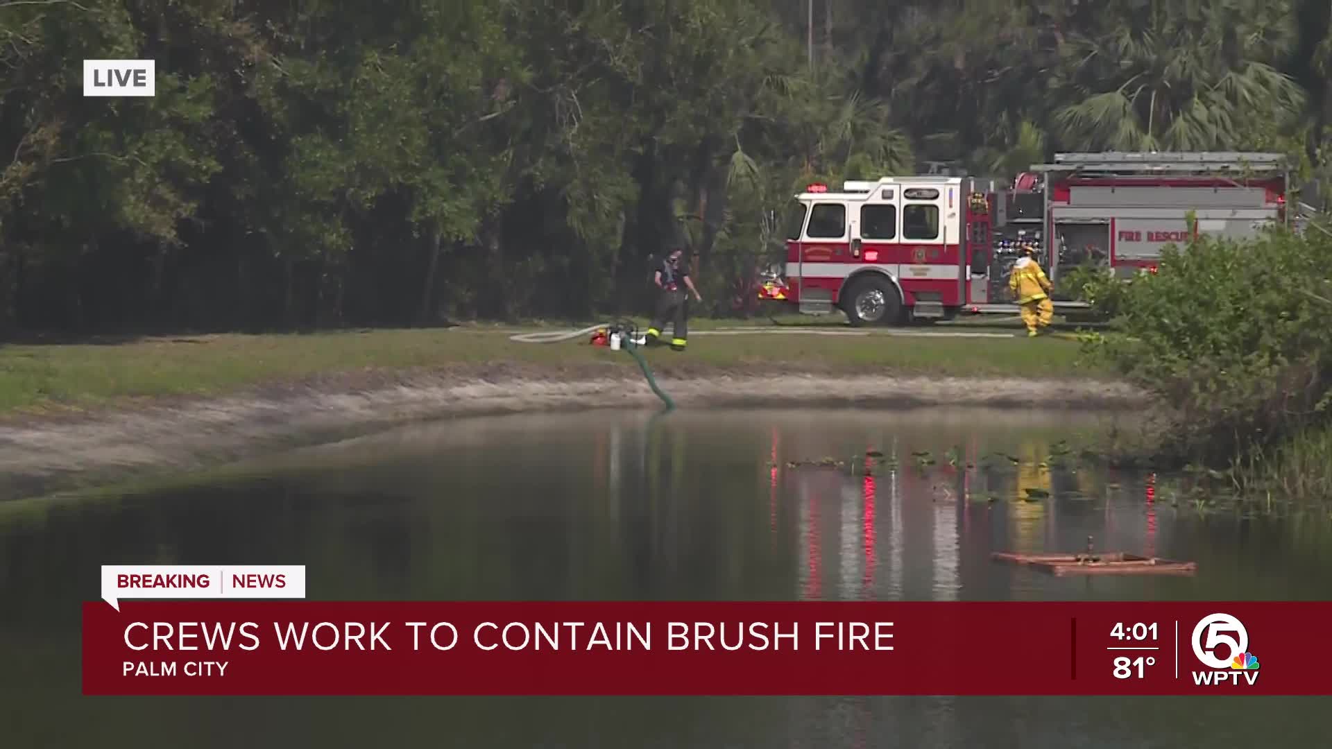 Crews working to contain brush fire in Martin County