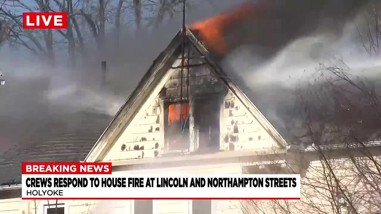 Crews battle house fire on Lincoln Street in Holyoke